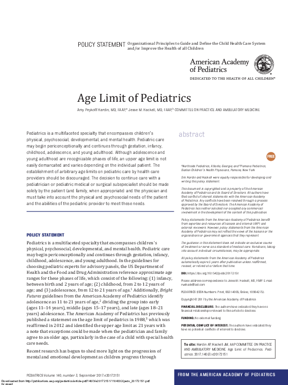(PDF) Age Limit of Pediatrics