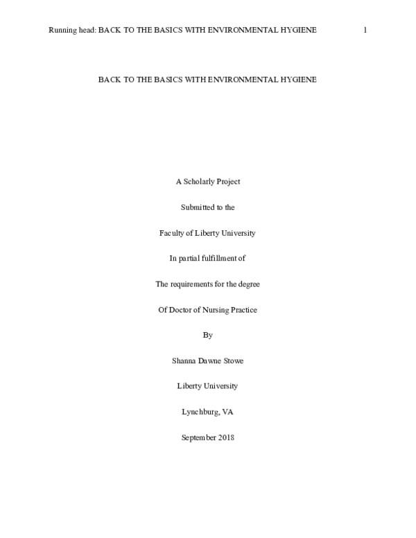 (PDF) Back to the Basics with Environmental Hygiene