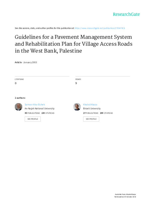 (PDF) Guidelines for a Pavement Management System and Rehabilitation ...