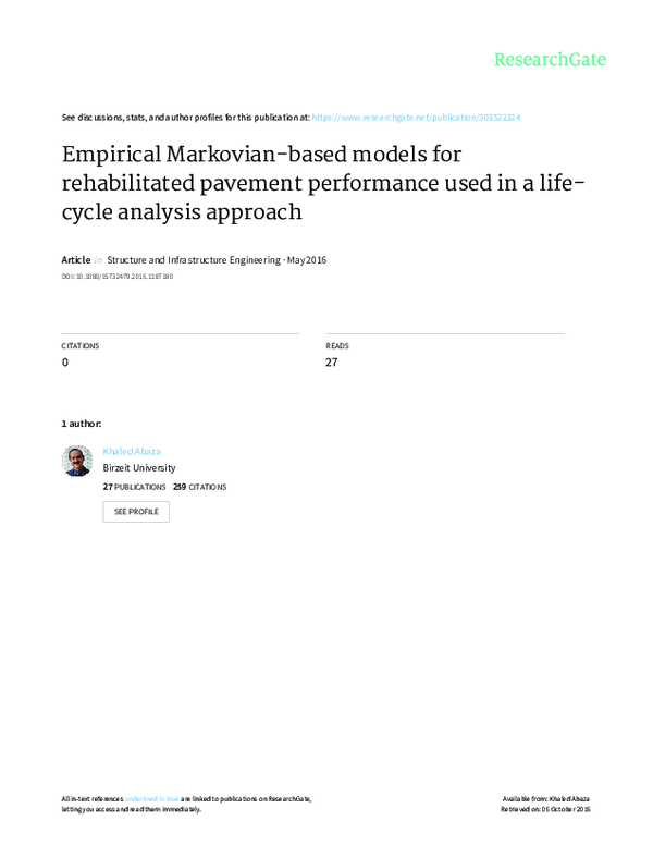 (PDF) Empirical Markovian-based models for rehabilitated pavement performance used in a life ...