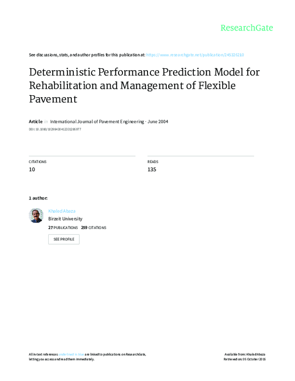 Pdf Deterministic Performance Prediction Model For Rehabilitation And