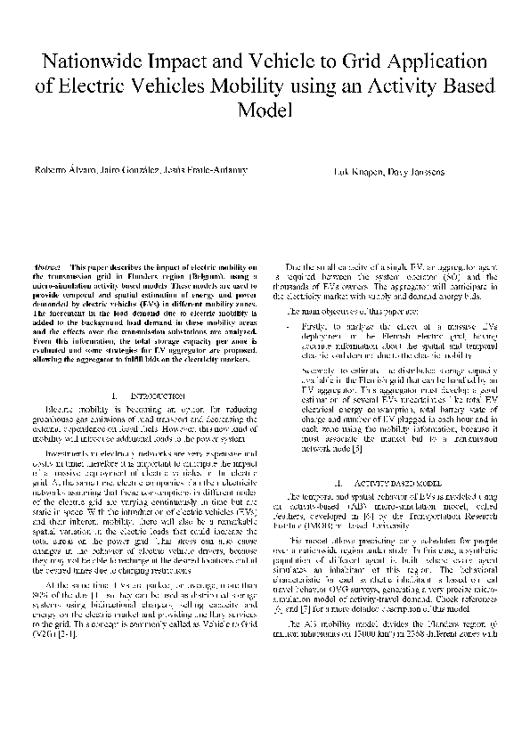 (PDF) Nationwide impact and vehicle to grid application of electric ...