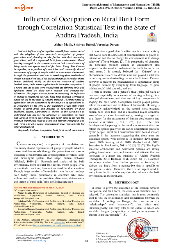 (PDF) Influence of Occupation on Rural Built Form through Correlation ...