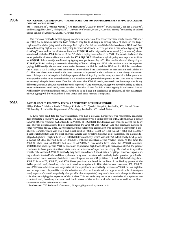 Pdf P034 Next Generation Sequencing The Ultimate Tool For Confirmatory Hla Typing In
