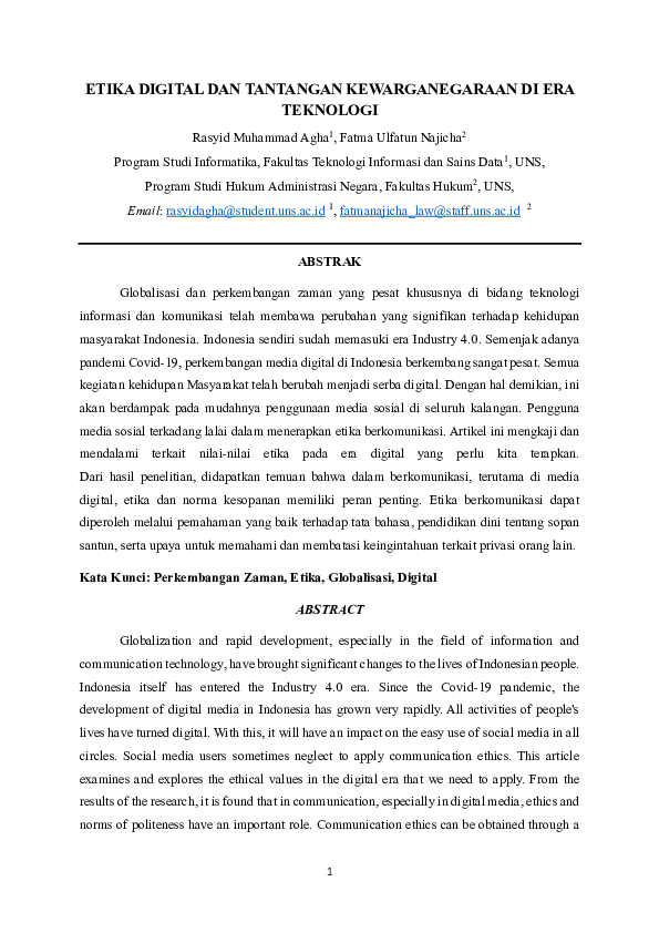(PDF) ETIKA DIGITAL DAN TANTANGAN KEWARGANEGARAAN DI ERA TEKNOLOGI