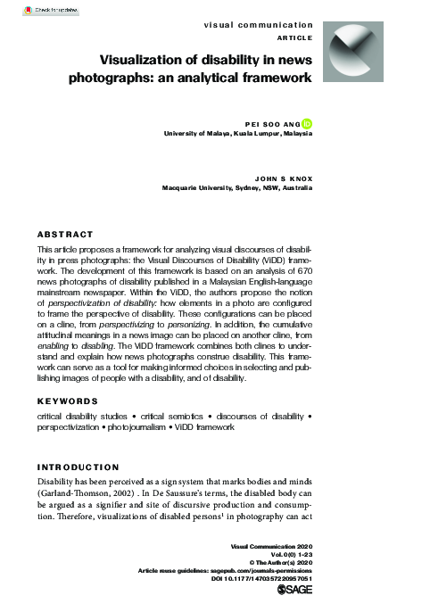 (PDF) Visualization of disability in news photographs: an analytical ...