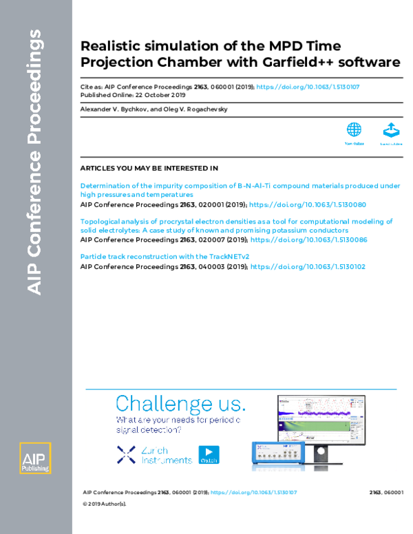 (PDF) Realistic simulation of the MPD Time Projection Chamber with Garfield++ software