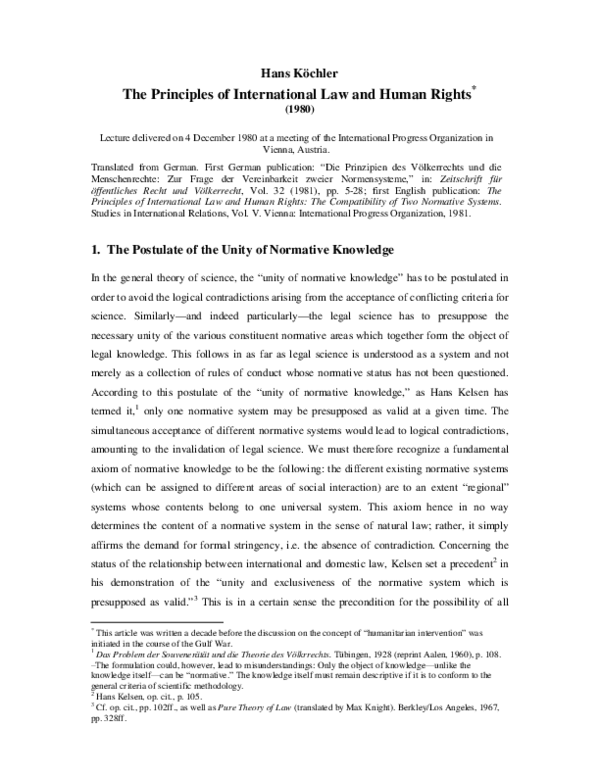(PDF) The Principles of International Law and Human Rights