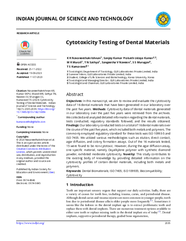 (PDF) Cytotoxicity Testing of Dental Materials