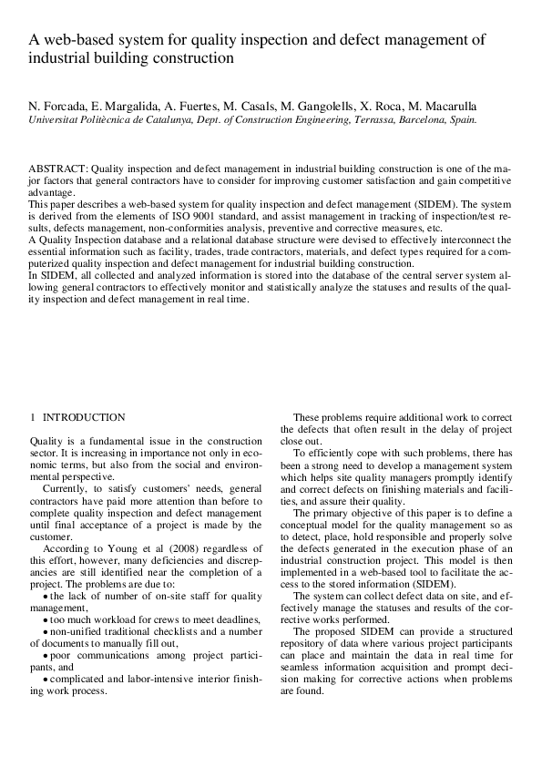 (PDF) A web-based system for quality inspection and defect management of industrial building ...