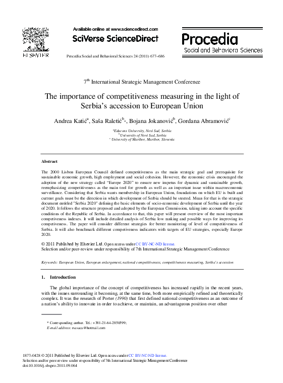(PDF) The importance of competitiveness measuring in the light of ...