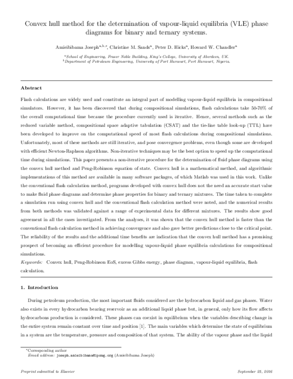 (PDF) Convex hull method for the determination of vapour-liquid equilibria (VLE) phase diagrams ...
