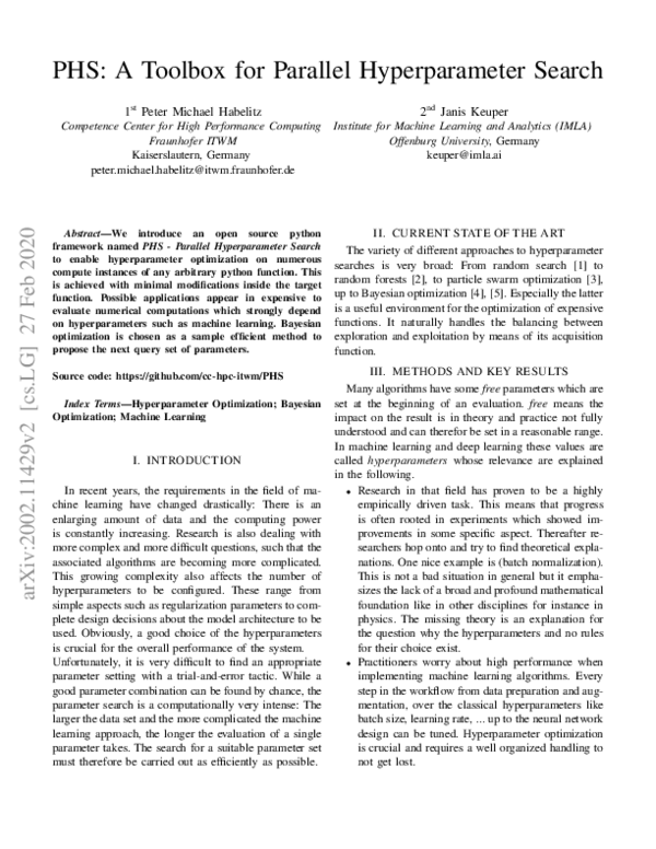 (PDF) PHS: A Toolbox for Parallel Hyperparameter Search