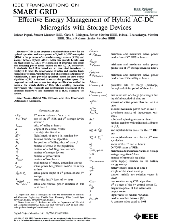 (PDF) Effective Energy Management of Hybrid AC–DC Microgrids With Storage Devices