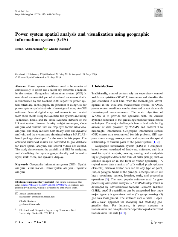 Pdf Power System Spatial Analysis And Visualization Using Geographic Information System Gis