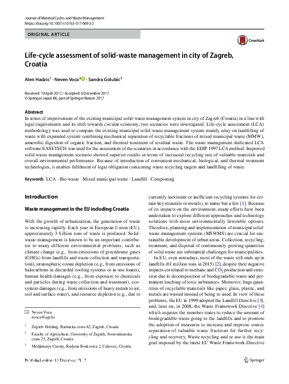 (PDF) Life-cycle assessment of solid waste management in Dhulikhel Municipality, Nepal | awanish ...