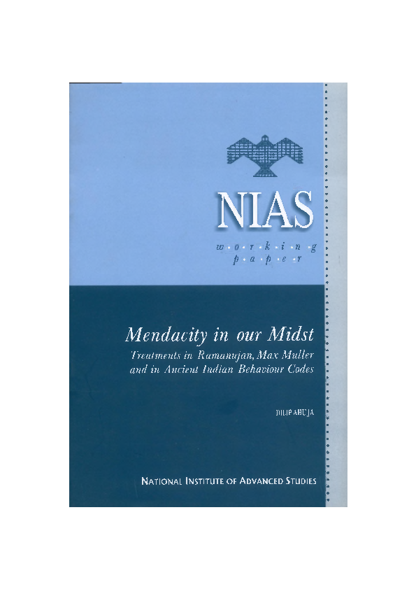 (PDF) Mendacity in Our Midst: Treatments in Ramanujan, Max Muller and ...