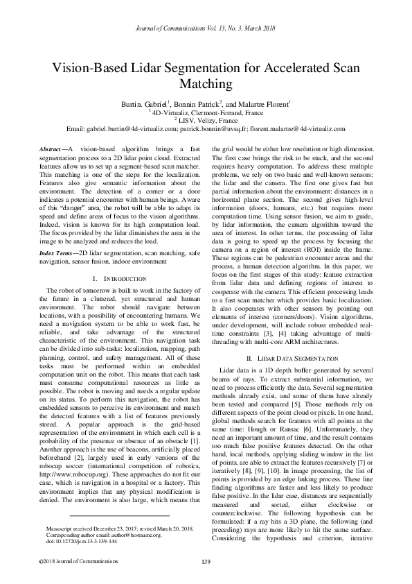 (PDF) Vision Based Lidar Segmentation for Accelerated Scan Matching