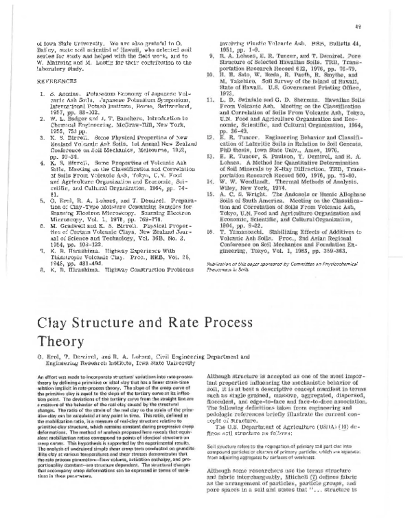 (PDF) Clay Structure and Rate Process Theory
