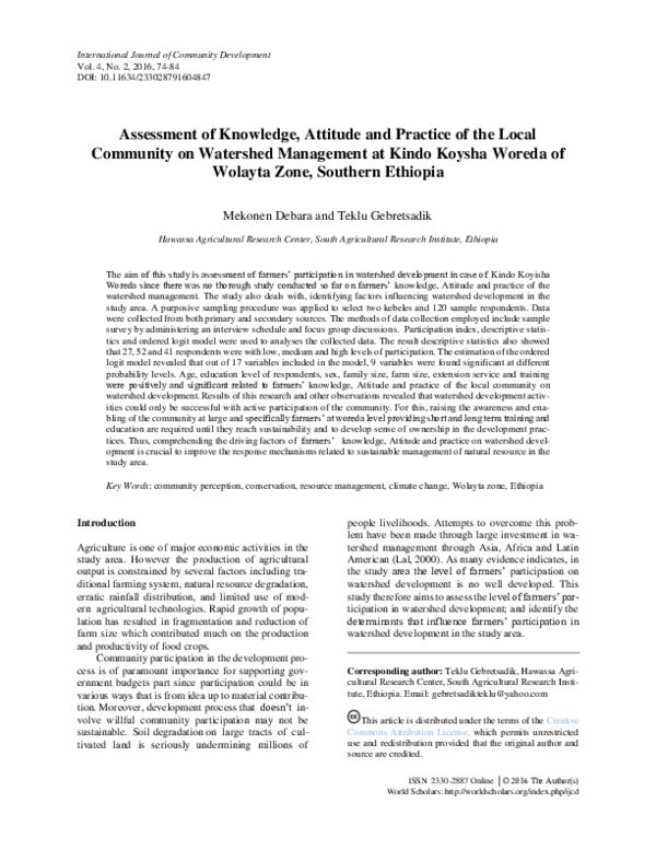 (PDF) Assessment of Knowledge, Attitude and Practice of the Local ...