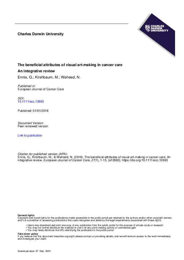 (PDF) The beneficial attributes of visual art-making in cancer care: An ...