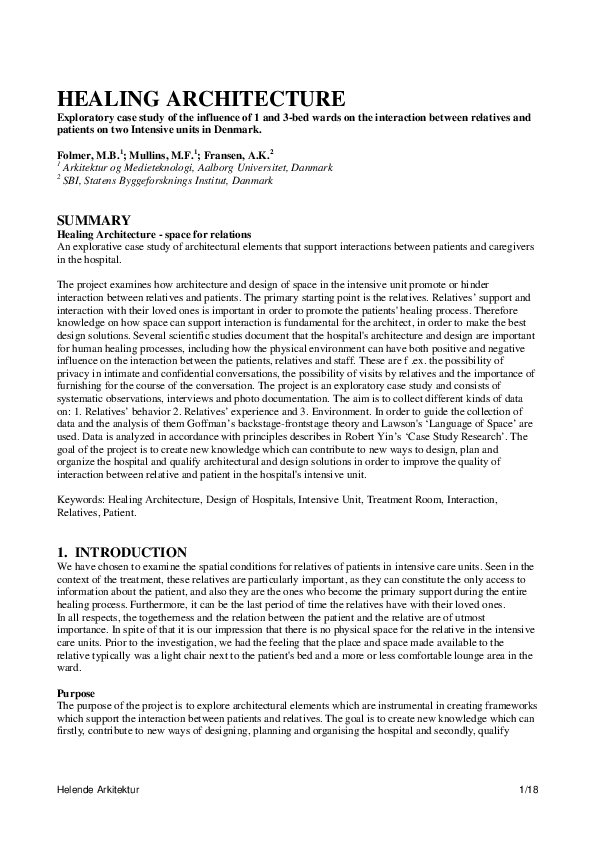 (PDF) Healing Architecture - Space for relations