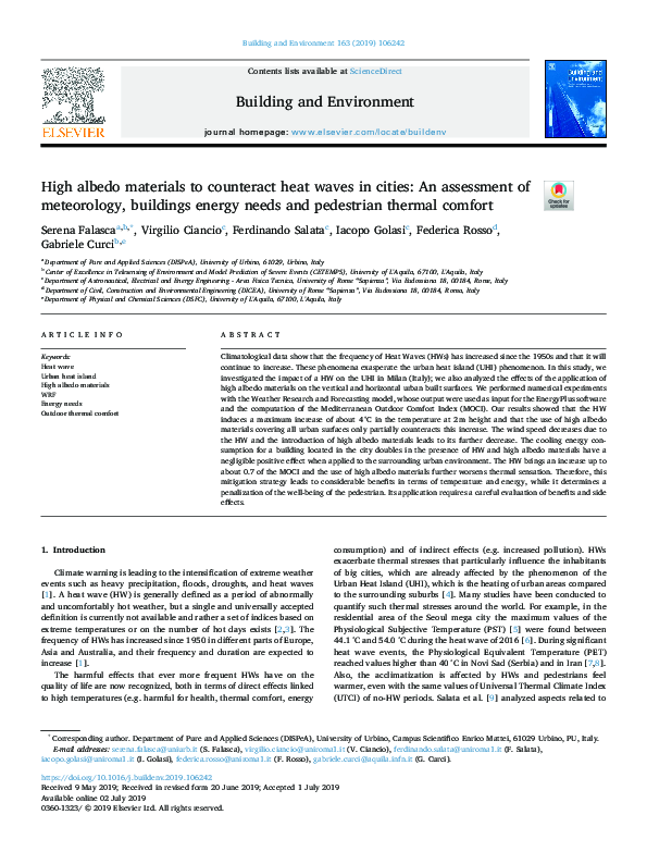 (PDF) High albedo materials to counteract heat waves in cities: An ...