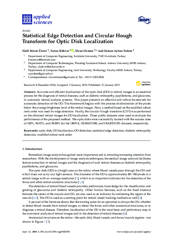 (PDF) Statistical Edge Detection and Circular Hough Transform for Optic Disk Localization