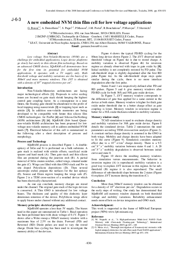 (PDF) A New Embedded NVM Thin Film Cell for Low Voltage Applications