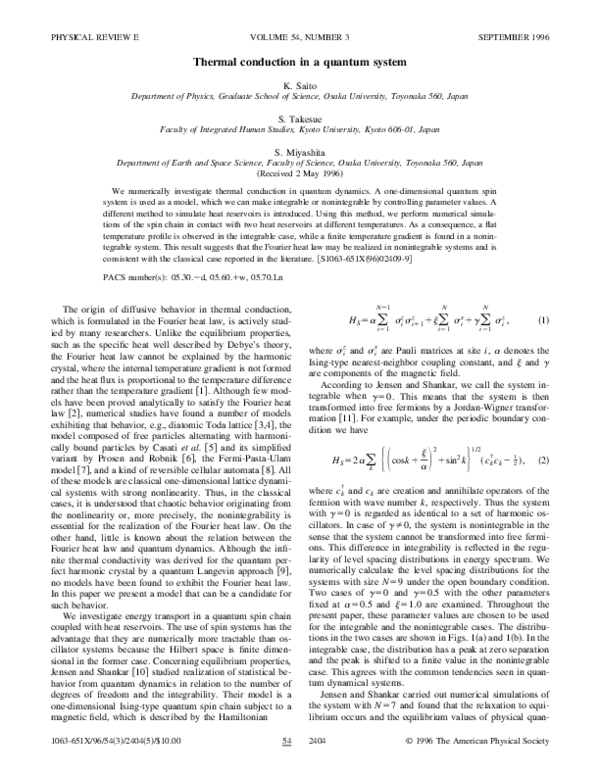 (PDF) Quantum Thermal Conduction in Spin Systems
