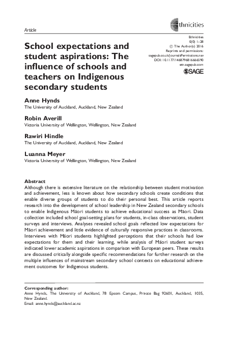 (PDF) School expectations and student aspirations: The influence of ...