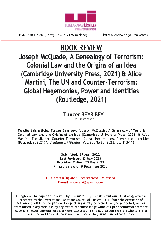 (PDF) Joseph McQuade, A Genealogy of Terrorism: Colonial Law and the ...