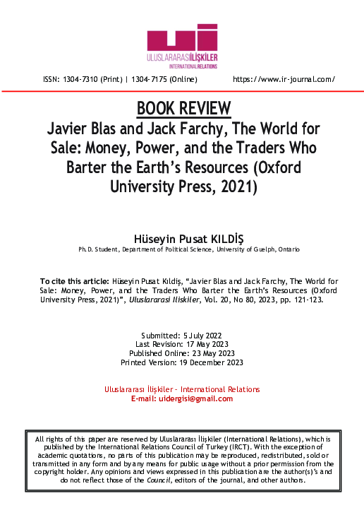 (PDF) Javier Blas and Jack Farchy, The World for Sale: Money, Power ...