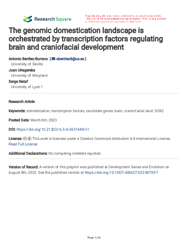(PDF) The genomic domestication landscape is orchestrated by ...