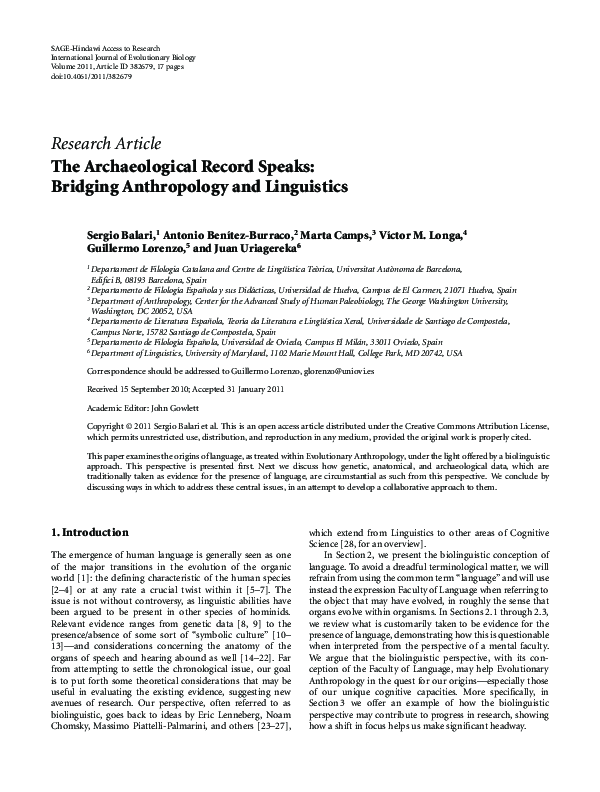 (PDF) The Archaeological Record Speaks: Bridging Anthropology and ...