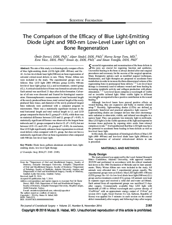 (PDF) The Comparison of the Efficacy of Blue Light-Emitting Diode Light ...