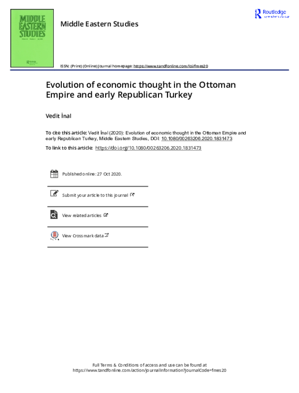 (PDF) Evolution of economic thought in the Ottoman Empire and early ...