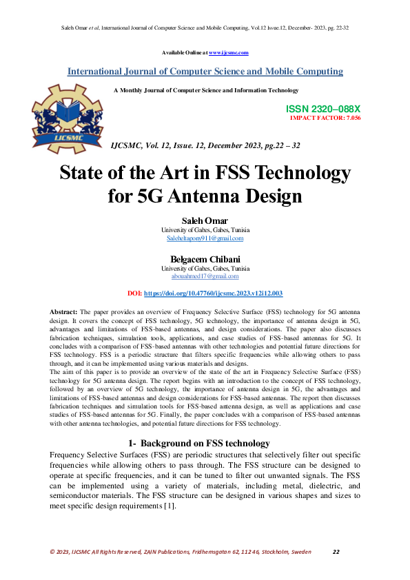 (PDF) State of the Art in FSS Technology for 5G Antenna Design