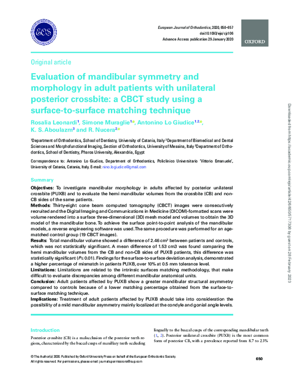 (PDF) Evaluation of mandibular symmetry and morphology in adult ...