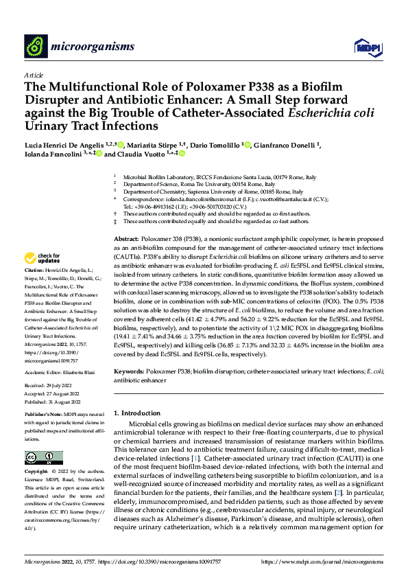 (PDF) The Multifunctional Role of Poloxamer P338 as a Biofilm Disrupter ...