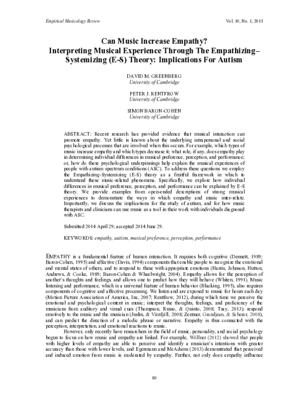 (PDF) Can Music Increase Empathy? Interpreting Musical Experience ...