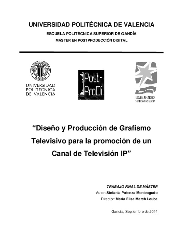 (PDF) Diseño y producción de grafismo televisivo para la promoción de ...