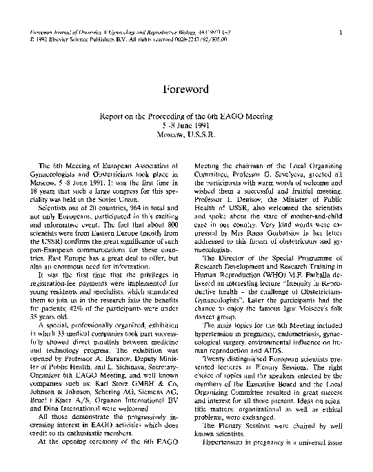 (PDF) Report on the Proceeding of the 6th EAGO Meeting