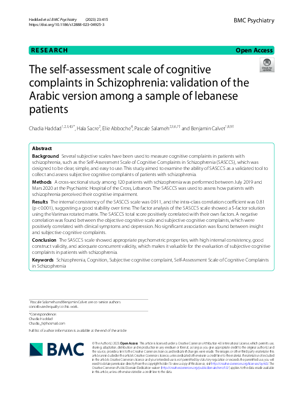 (PDF) The self-assessment scale of cognitive complaints in ...