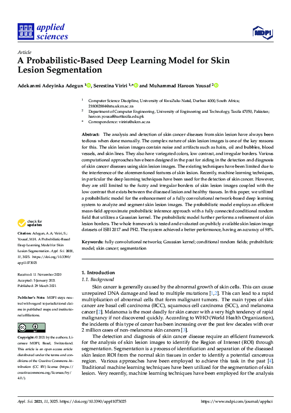 (PDF) A Probabilistic-Based Deep Learning Model for Skin Lesion ...