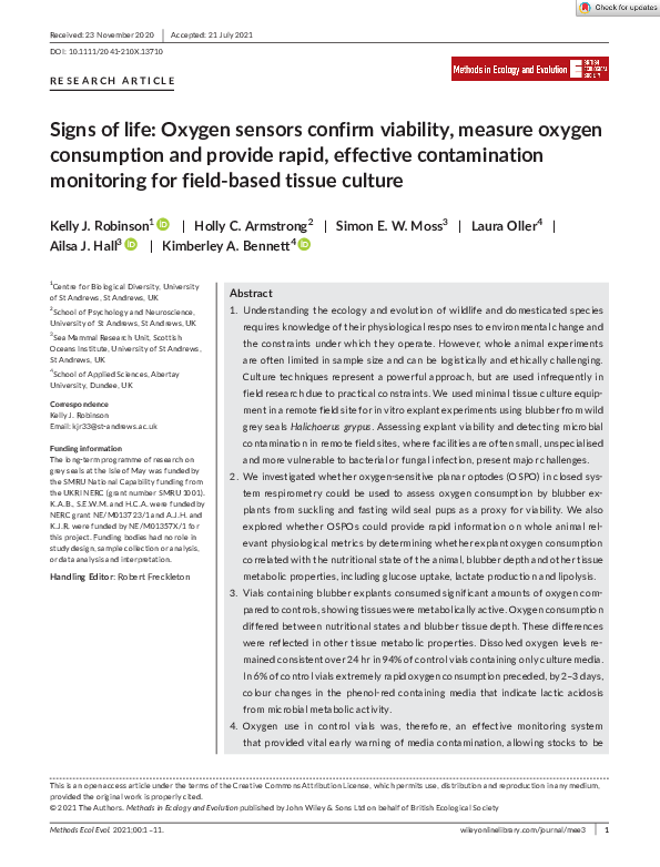 (PDF) Signs of life: Oxygen sensors confirm viability, measure oxygen ...