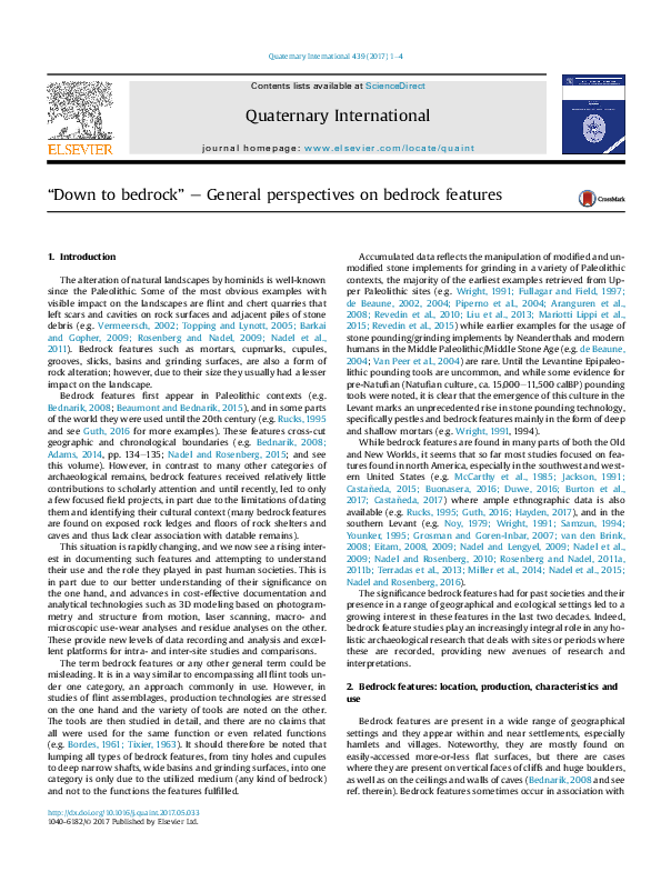 (PDF) “Down to bedrock” – General perspectives on bedrock features