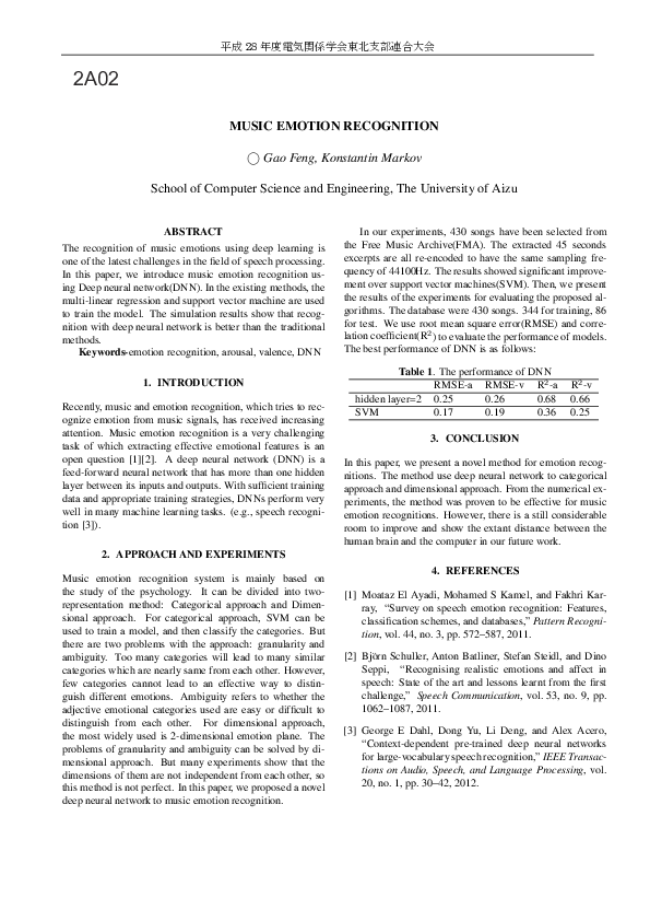(PDF) Music Emotion Recognition