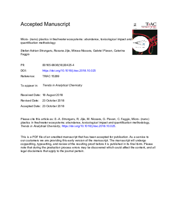 (PDF) Micro- (nano) plastics in freshwater ecosystems: Abundance ...