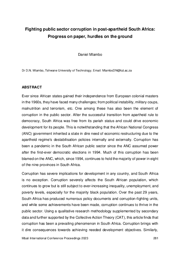 (PDF) Fighting public sector corruption in post-apartheid South Africa ...